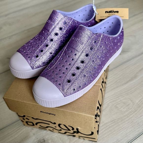 Native | Shoes | Native Jefferson Shoe Kid Girls 3 Purple Powder Bling ...